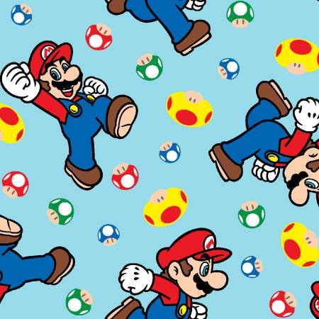 Super Mario Bro. - Mario and Mushroom Toss - Cotton Fabric – Quilter's ...
